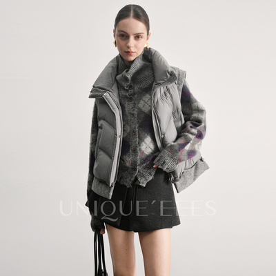 尢壹/UNIQUE'EEES【摩登都市】复古老钱拼接鹅绒马甲U5502201