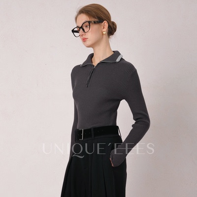 尢壹/UNIQUE'EEES【口碑B入】百搭时尚气质撞色针织衫U5508024