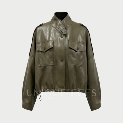 尢壹/UNIQUE'EEES【复古时髦】晕染肌理感夹克皮衣U6105002