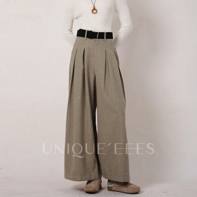 尢壹/UNIQUE'EEES【智性风】简约高级高腰阔腿裤U5514020