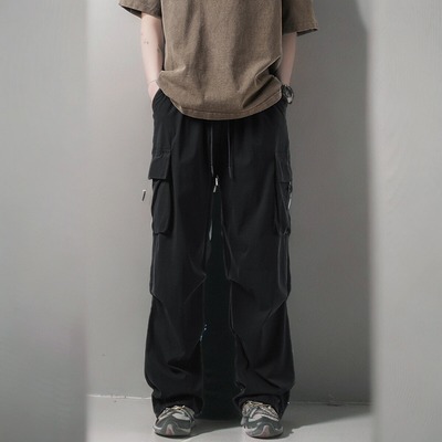 QOTRIOCK美式机能降落伞兵工装裤男潮牌宽松速干阔腿直筒休闲裤子