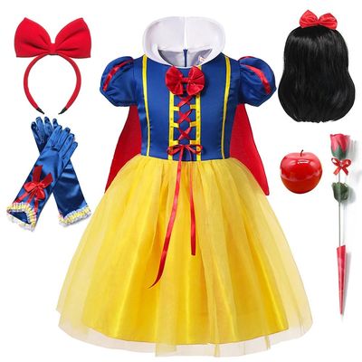 Kids Clothing 2PCS Set Dress+Cloak Snow White Princess Costu