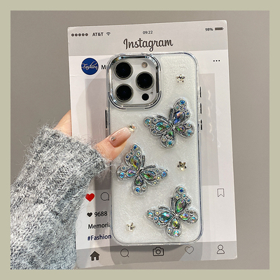 ins风水钻蝴蝶适用华为mate70pro+手机壳mete60钻石mata50滴胶m40e高级感30epor立体十新款hawei白沙硅胶透明