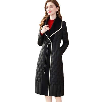 中长款白鸭绒冬季羊毛双面呢外套