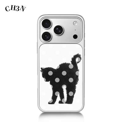 CH3N·波点黑猫iPhone17/16promax手机壳电镀银苹果15小众ins韩系古早创意14写实苹果13新款个性防摔保护壳