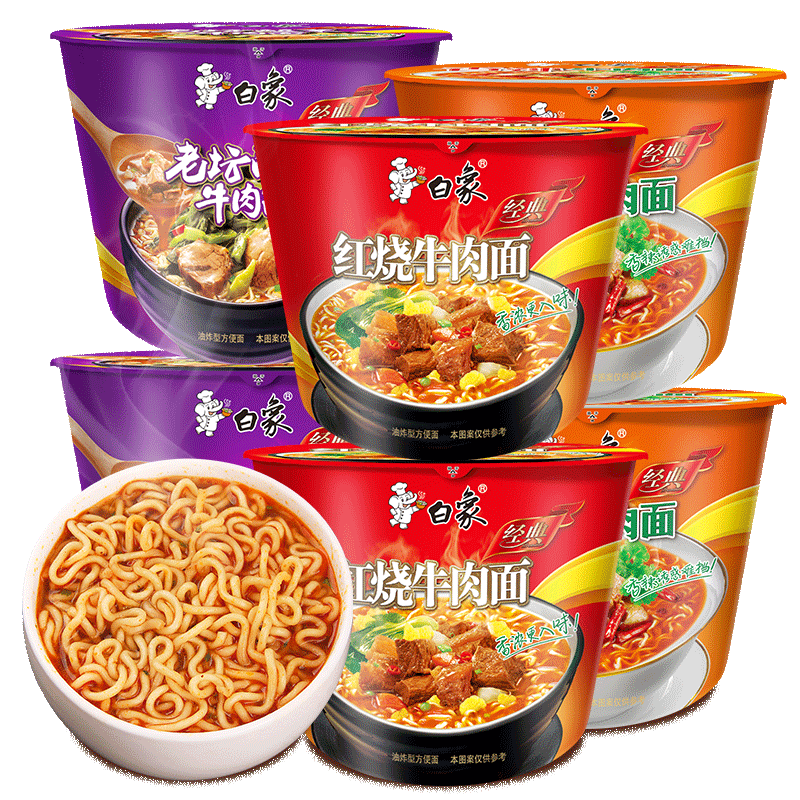 整箱香辣方便面桶装白象