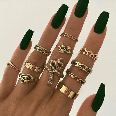 Bohemian creative Serpentine ring combination jewelry装饰品