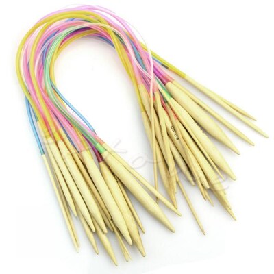 18Pcs 18Size 40cm 80cm Multicolor Tube Circular Bamboo Knitt