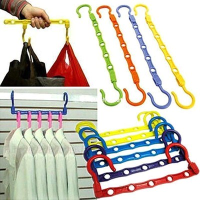 2Pcs Magic Clothes Hanger Hooks 5-Holes Space Saver Closet O