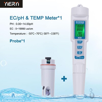 Three-in-one PH-983 EC/PHTEM Water Quality Tester Pen Backli