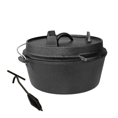 25cm Cast Iron Dutch Oven Camping Pot ncoated Cast Iron Dutc