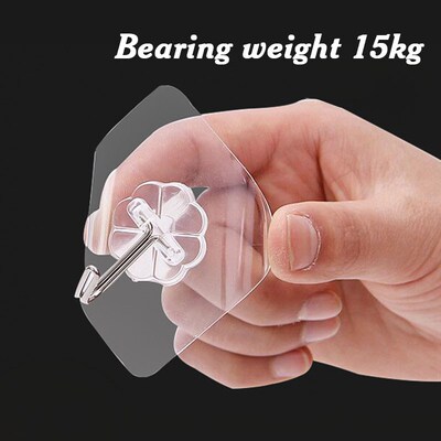 2 pcs  Strong Transparent Wall Hooks Kitchen Holder Bathroom