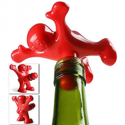 4 PCS/Lot Newest Funny Red Happy Man Guy wine Bottle reusabl