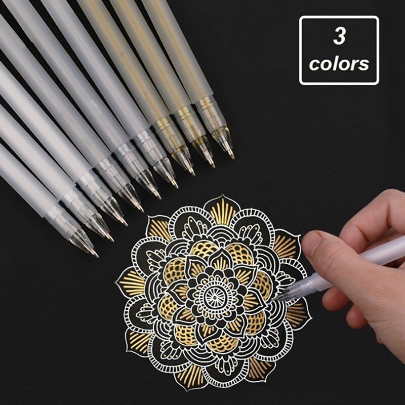 3Pcs Premium White Gel Pen Set 0.6mm Fine Tip Sketching Pens_虎窝淘