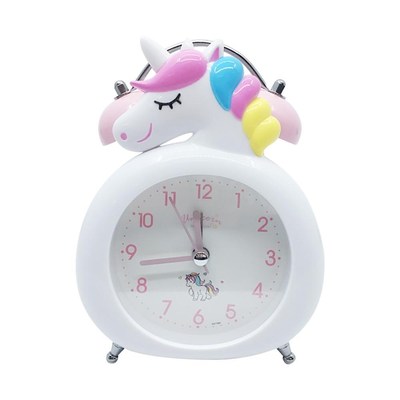 Cute nicorn Clock Kids Cartoon Alarm Clocks Bedroom Bell Clo