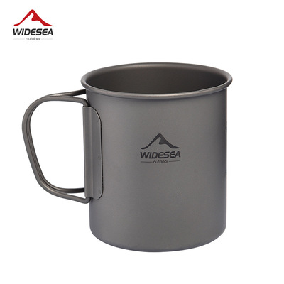Widesea钛杯375ML纯钛材质户外咖啡杯露营水杯餐具轻量便携炊具