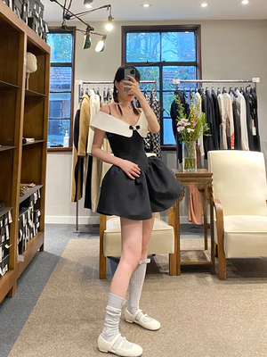 源shushu春夏俏皮抹胸连衣裙