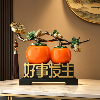 好事发生柿柿如意摆件客厅装饰品