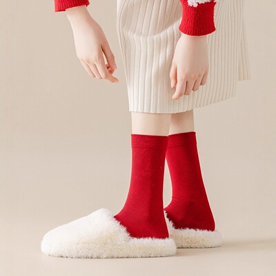 本命年红色袜子女中筒袜