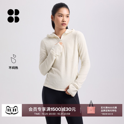 抓绒保暖连帽半拉链跑步套头上衣