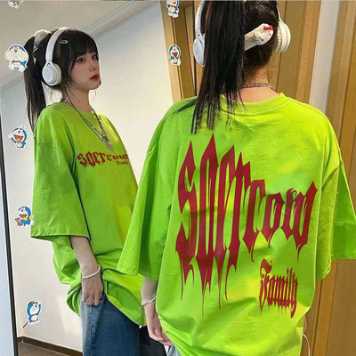 上衣women clothes2025新款精梳棉重工烫钻字母印花款宽松短袖T恤