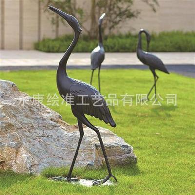 美丽乡村改建景观工程公园庭院不锈钢锻铜铸铜仙鹤雕塑