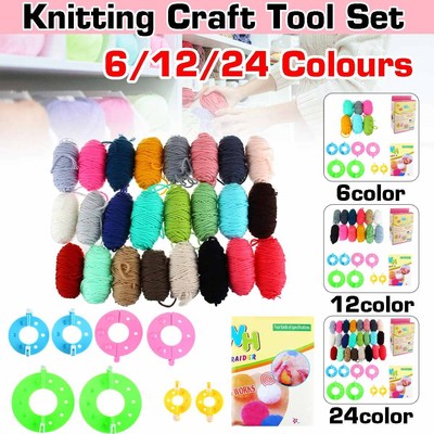 6/12/24Colors 4 Size Pompom Maker Fluff Ball Waver Weave Mak