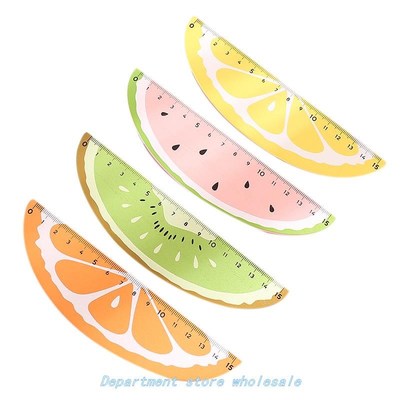 4 Pcs Wooden Fruit Ruler Cute 15Cm Measuring Straight Rulers