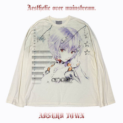 AT荒诞小镇 堆叠艺术插画绫波丽二次元anime脏脏长袖T恤轻亚文化