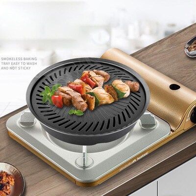Smokeless BBQ Grill Pan Gas Non-Stick Gas Stove Plate Electr