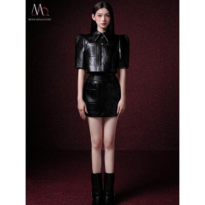 系列黑色皮衣个性套装