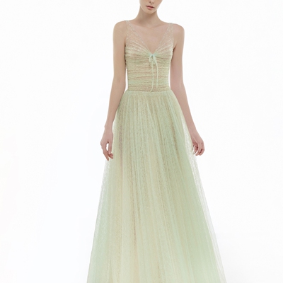 系列V领亮片长连衣裙定制