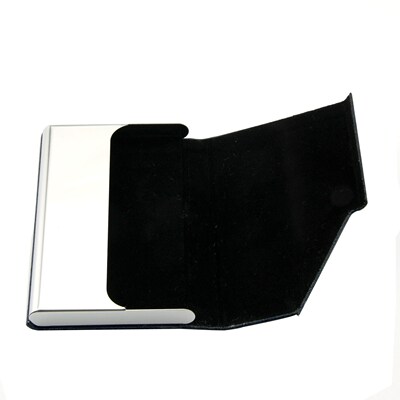 Business Name Card Holder Luxury PU Leather  Stainless Stee