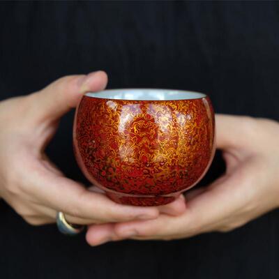 donguan冬官 漆器《观》汝窑茶具非遗大漆茶盏主人杯工艺品茶盏杯