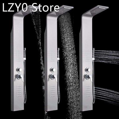 NEW Brushed Nickel Shower Panel Tower Rain Waterfall Massage