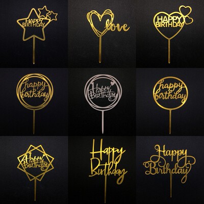 10pcs Happy Birthday Cake Topper Acrylic Letter Cake Toppers