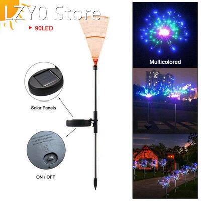 Solar Powered Firework Lamp Stake 90 LED Garden Outdoor Wedd