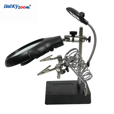 Table Third Hand Soldering LED Magnifier Lamp 2.5X 7X Magnif