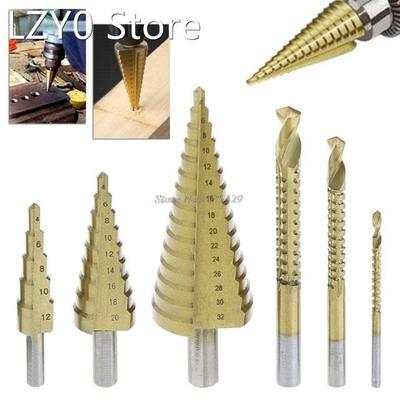 6 Pcs/Set HSS Steel Titanium Coated Step Drill Bit Hole Cutt