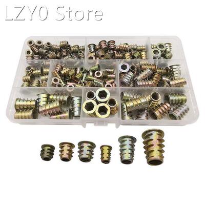 165Pcs/Box M4 M5 M6 M8 Zinc Alloy Threaded Inserts Nuts Wood