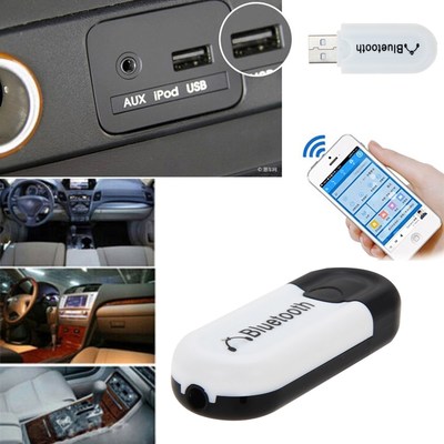 NEW 3.5mm Audio Jack Interface Dual Output Car USB A2DP Blu