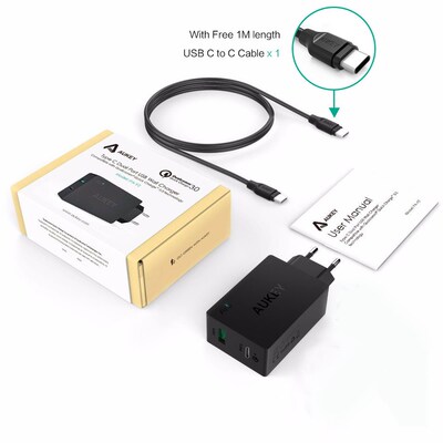 AUKEY EU Wall Charger USB Type C Quick Charge 3.0 Portable