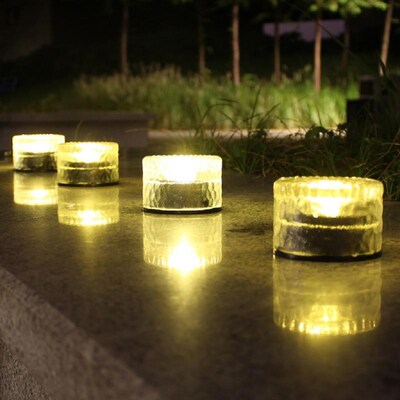 Solar Round nderground Lights Outdoor Courtyard Ice Brick Li