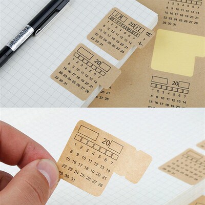 2019 2 Sheets Kraft Paper Handwritten Calendar Notebook Ind