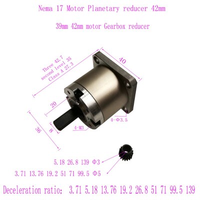 NEMA 17 gear reducer Planetary gear box different gear ratio