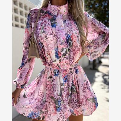 淡粉色印花连体裤Floral