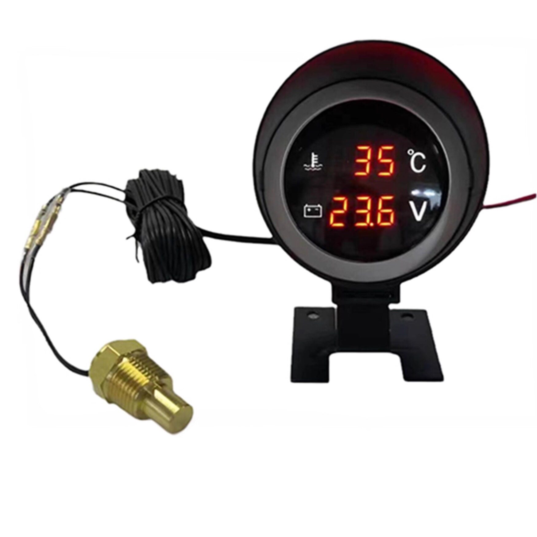 液晶数显电子水温电压表炮台型12V24V通用适用农机工程车货车叉车