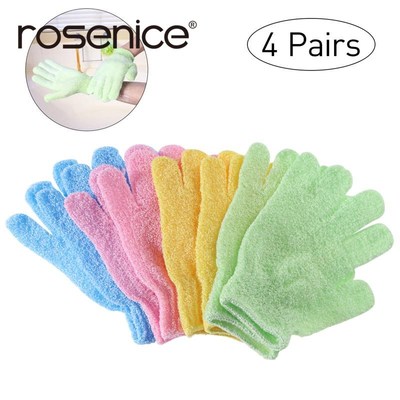 4 Pairs of Shower Exfoliating Bath Gloves Nylon Shower Glove
