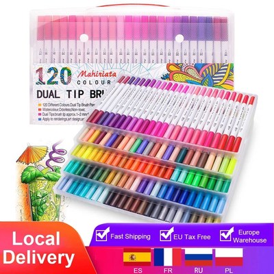Dual Tip Art Markers 60/100/120 Colors Calligraphy Watercol