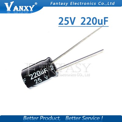 50PCS Higt quality 25V220UF 6*12mm 220UF 25V 6*12 Electrolyt